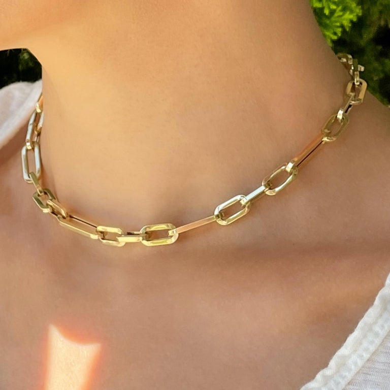 14k Gold AMANDA PAERL Ultra Chunky Irregular Paperclip Chain Necklace ...