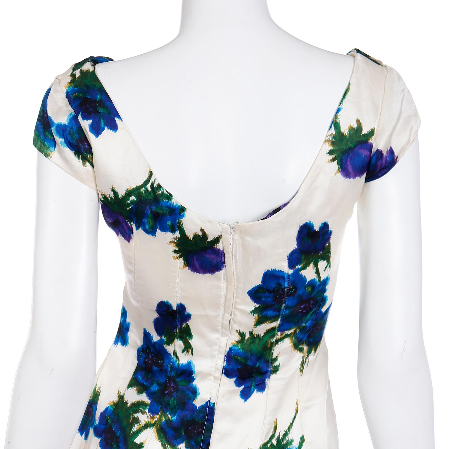 Ultra Fine Silk 1960s Ivory Vintage Dress W Draped Bodice in a Bold ...