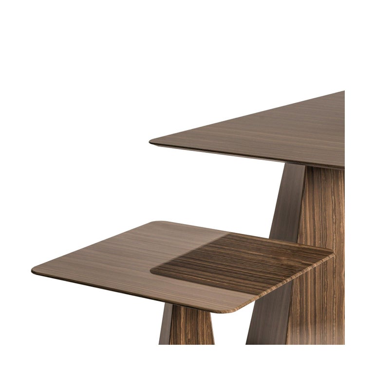 Ultra Thin Small Square Brown Marble Dining Table For Sale at 1stDibs