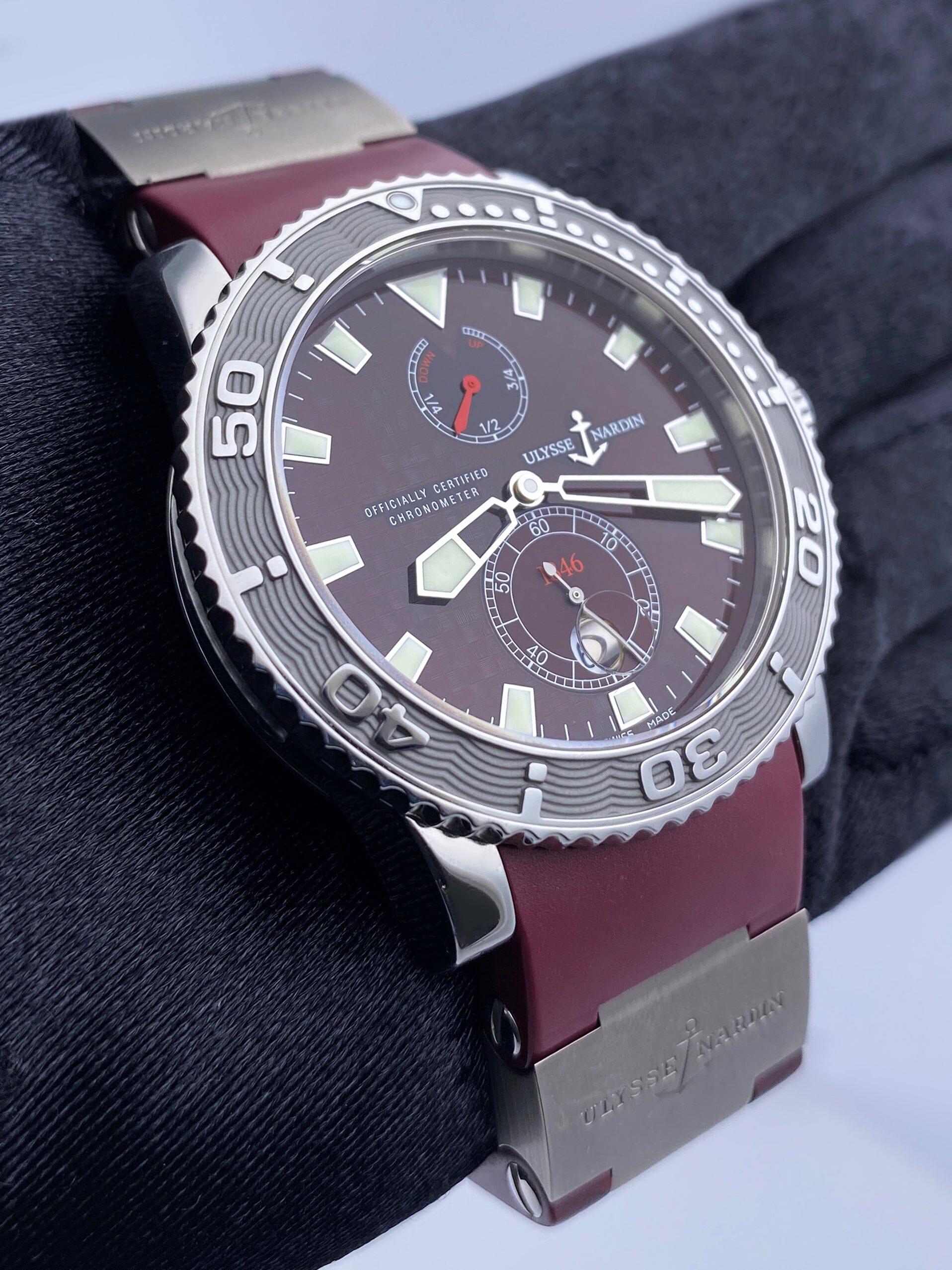 Ulysse Nardin Marine Diver 263-33 Burgundy Dial Mens Watch Box Paper ...