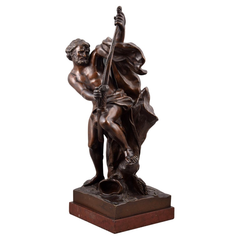 Ulysses Drawing His Bow, Bronze, Marble. France, 19th C.,After Jacques ...