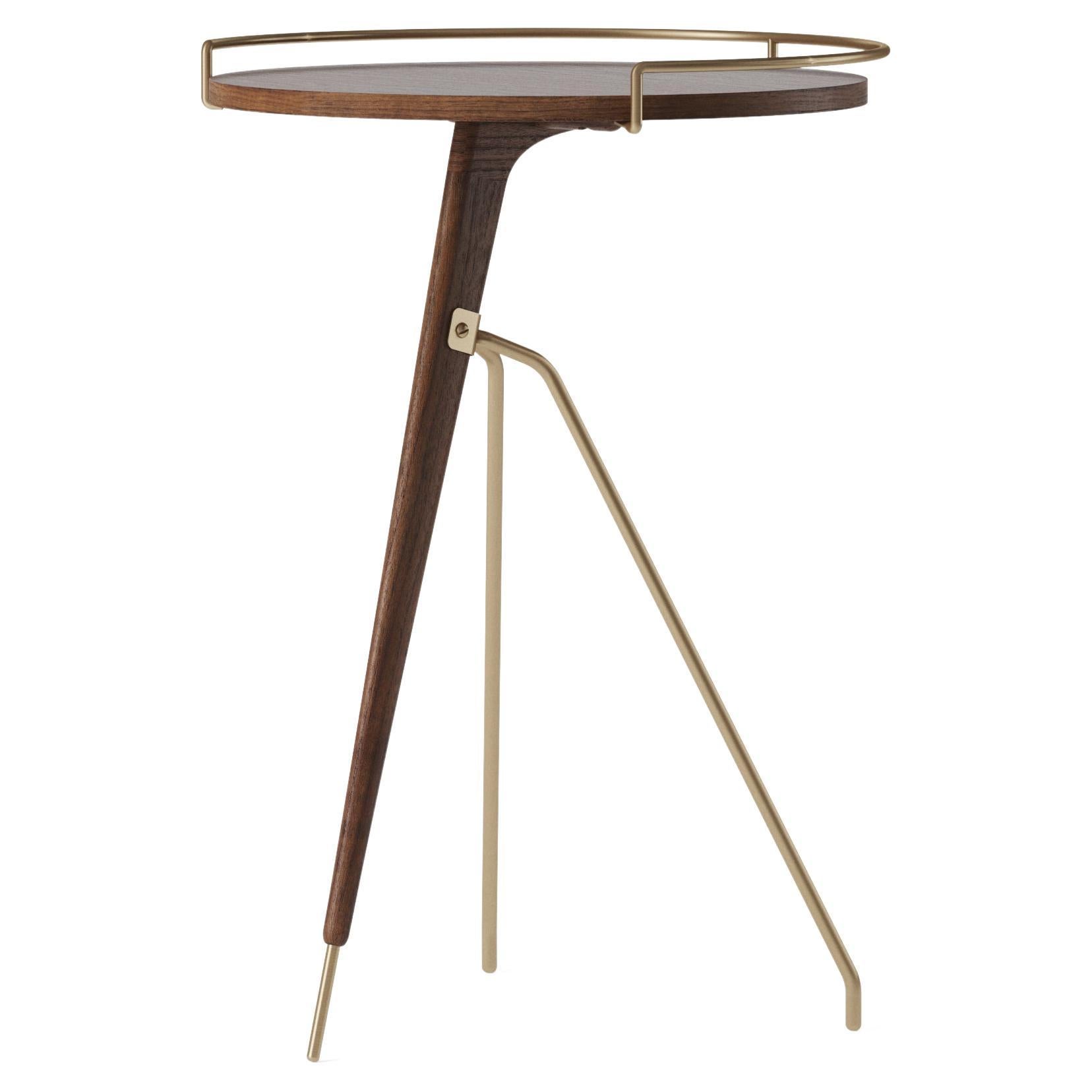 Umanoff Side Table, H60 - Solid Walnut / Brass - by Arthur Umanoff for ...