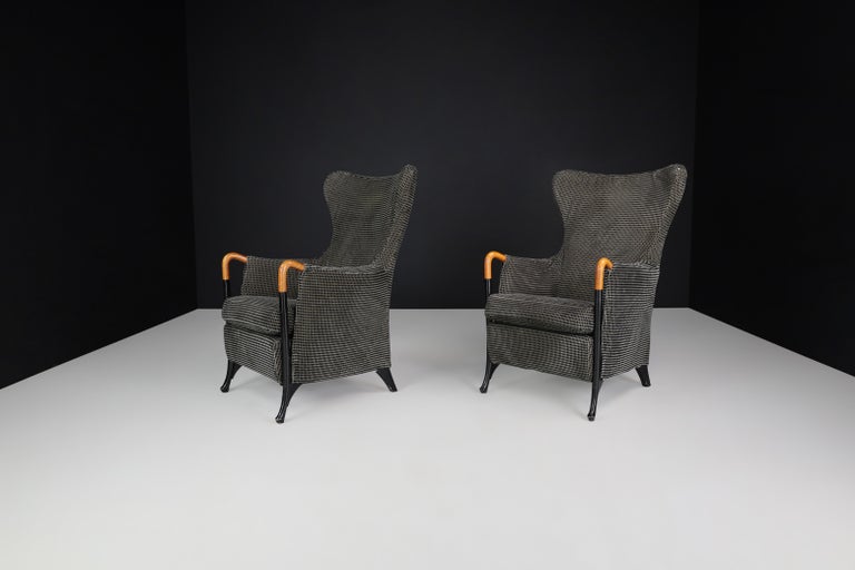 Umberto Asnago Wingback Chairs for Giorgetti-Progetti, Italy, 1980s For ...