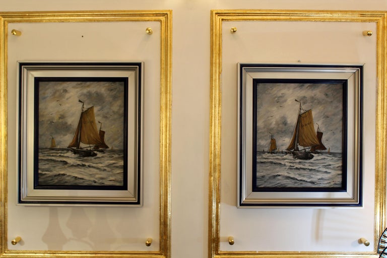 Umberto Montini, Italian Paintings "Sailboat", Set of Two, 1940s For ...