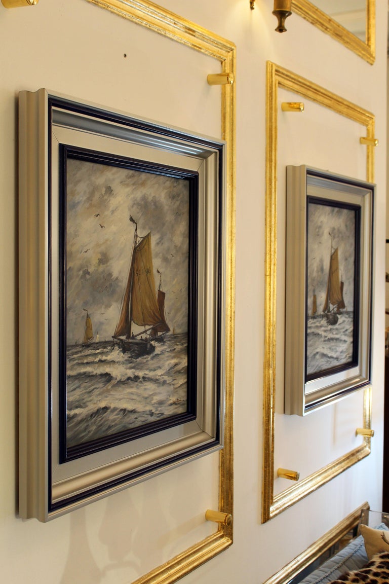 Umberto Montini, Italian Paintings "Sailboat", Set of Two, 1940s For ...