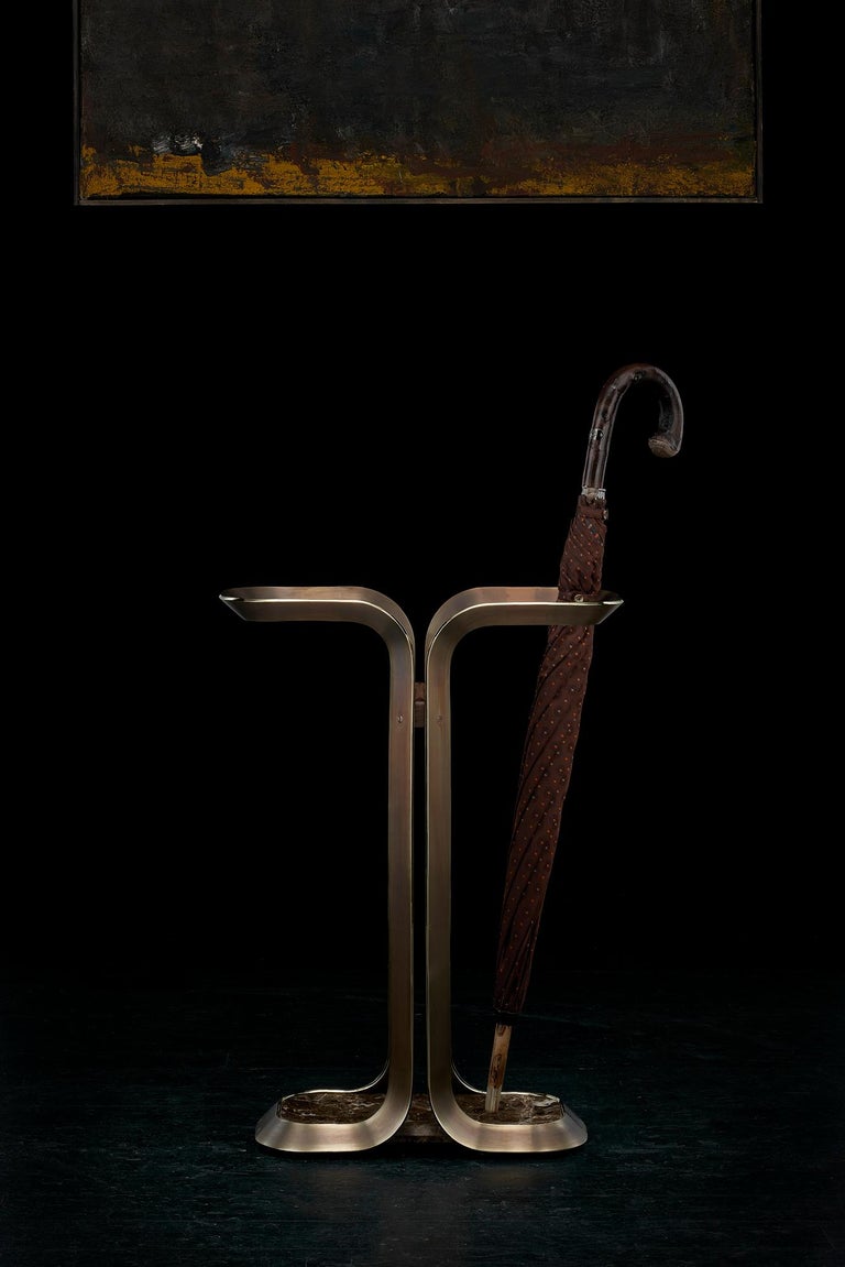 Umbrella Stand by Honorific in Solid Brass and Emperador Dark Marble ...