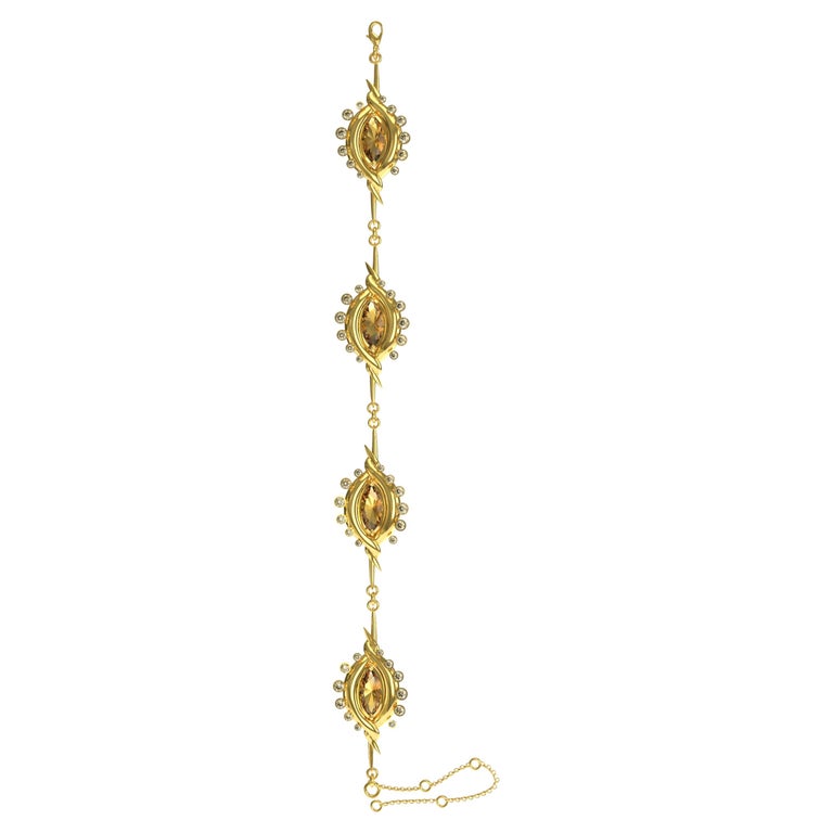 Umoja Link Bracelet in 18K Gold with Citrine and Diamond For Sale at ...