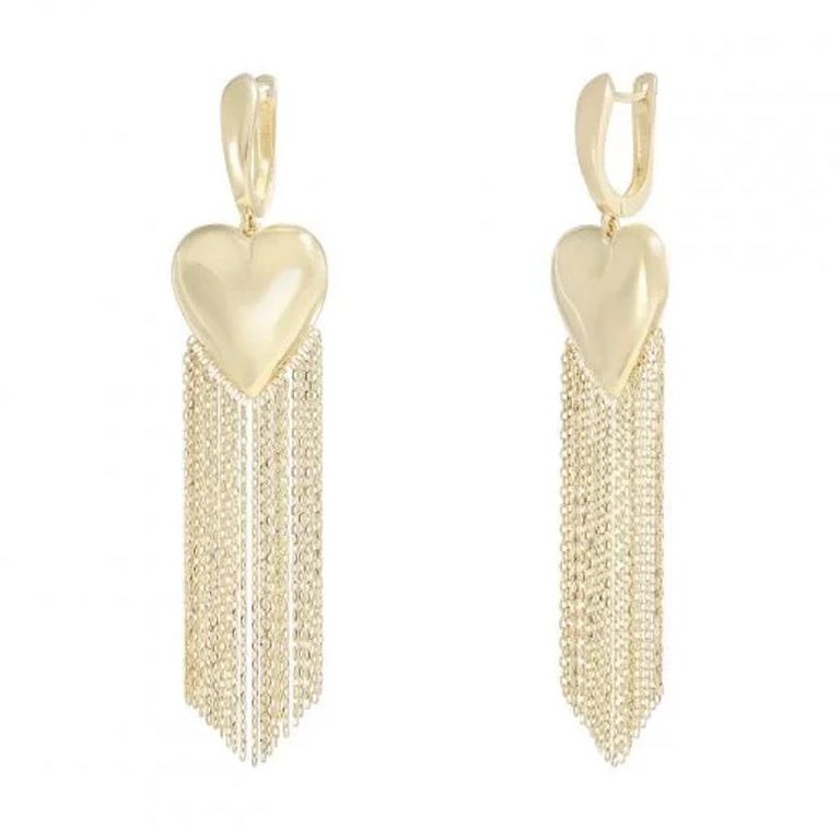 Unbelievable Heart Waterfall Yellow Dangle Drop Chain Gold Earrings for ...