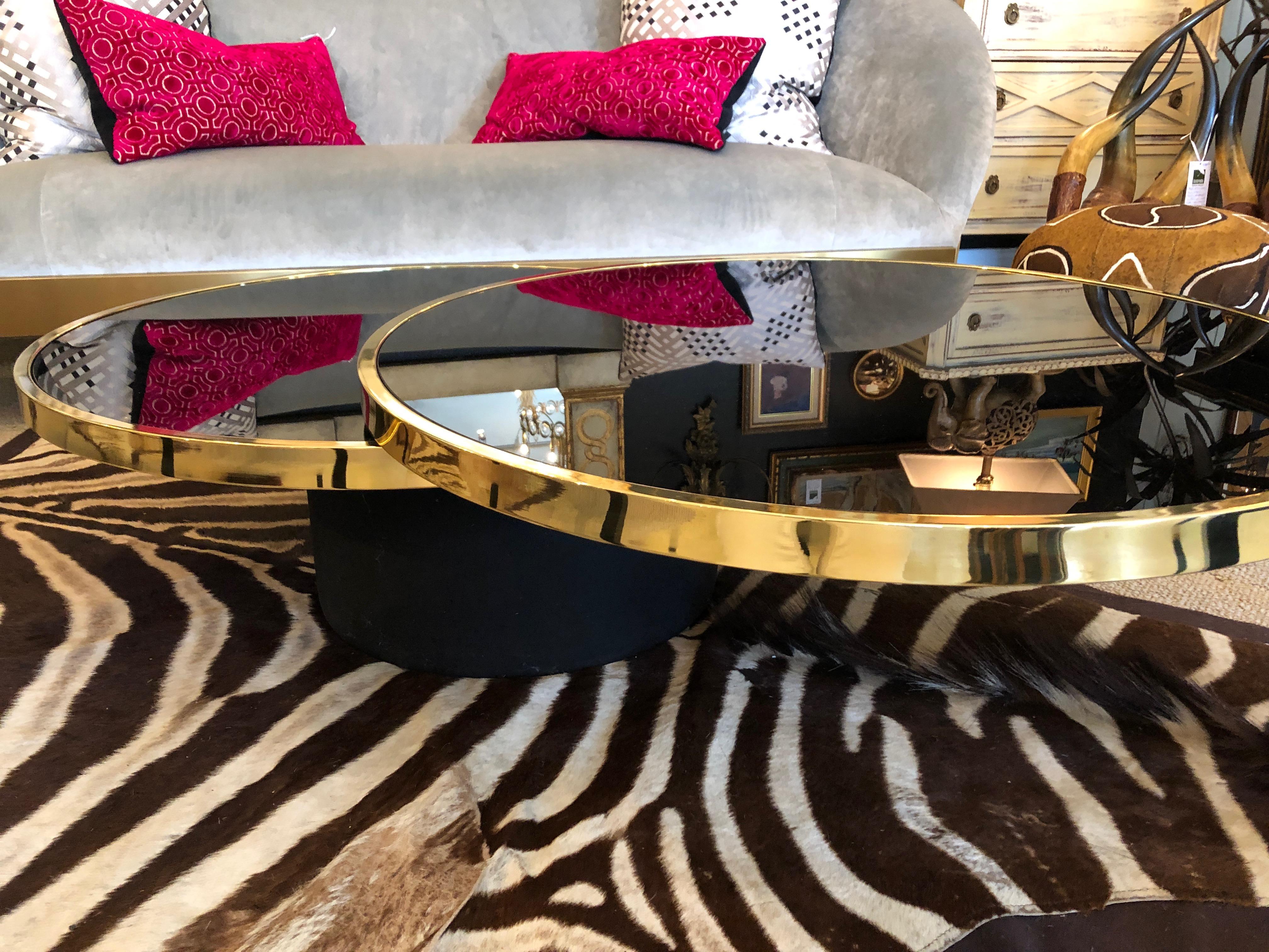 Unbelievably Chic DIA Round Brass and Glass Swivel Cocktail Table at ...