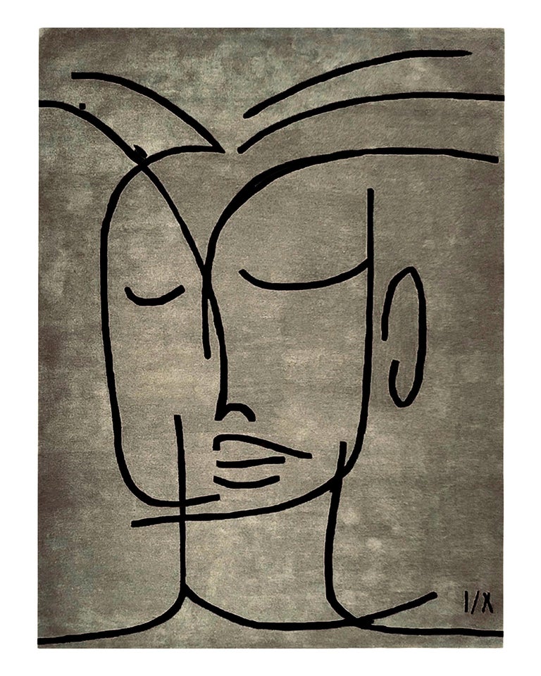 Rug Wool Modern Black dark Beige Neutral black Lines Portrait Tufted ...