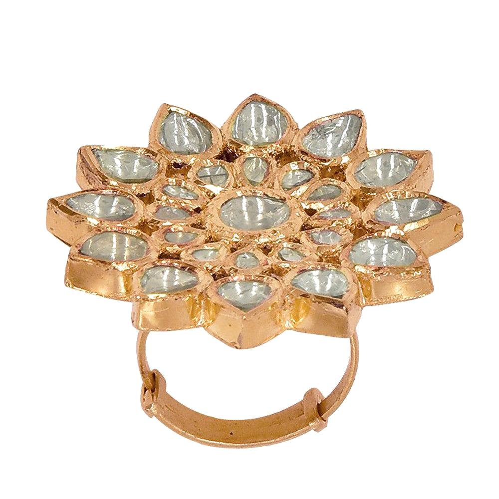 Uncut Diamond 18 Karat Gold Artisan Adjustable Ring For Sale at 1stDibs