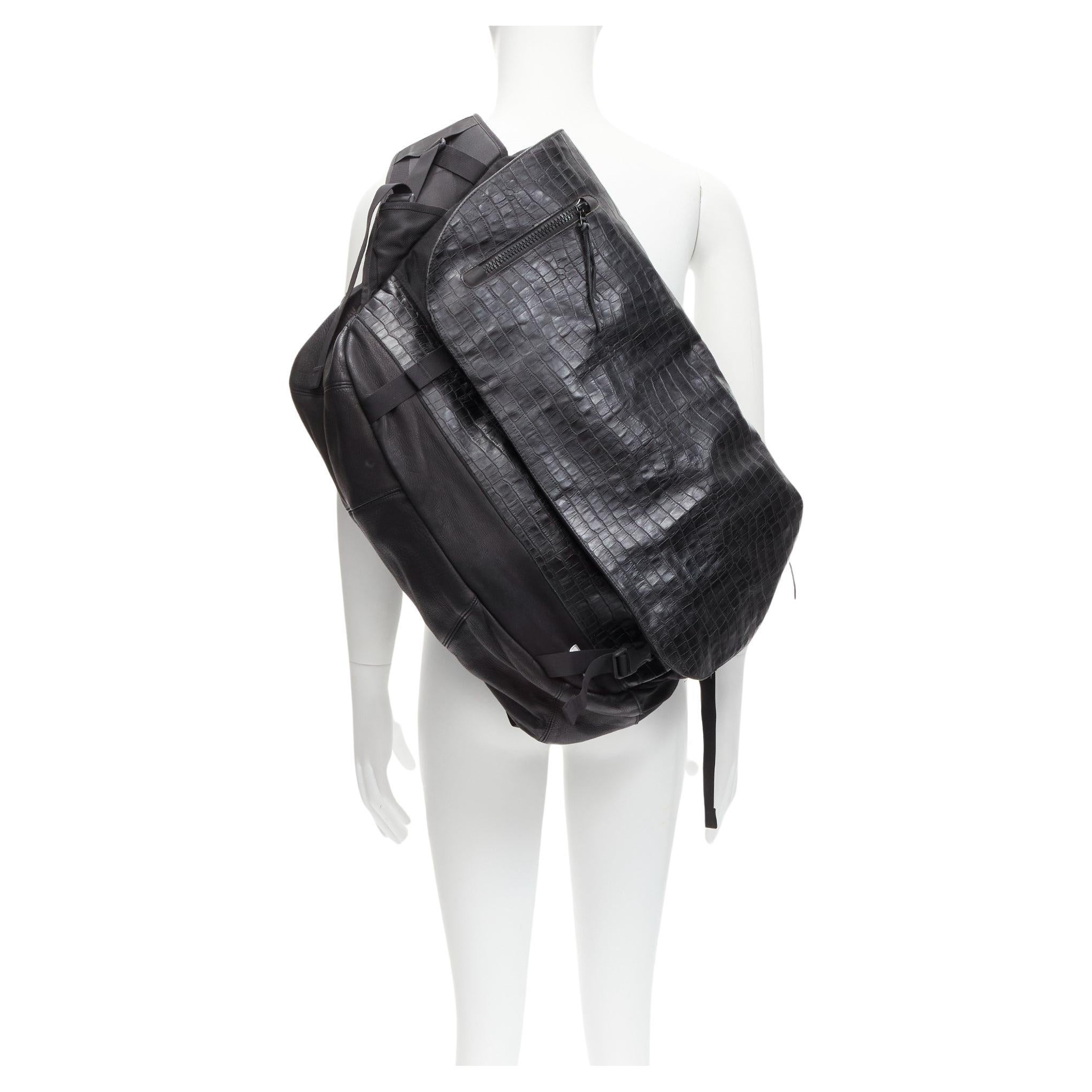 UNDERCOVER VISVIM 2007 Ballistic E-Cat croc embossed oversized crossbody bag For Sale at 1stDibs