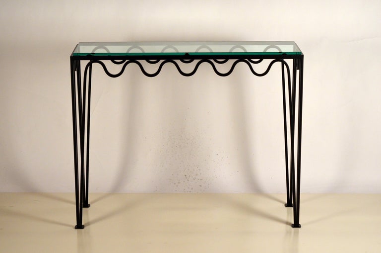 Undulating 'Méandre' Wrought Iron and Glass Console by Design Frères ...
