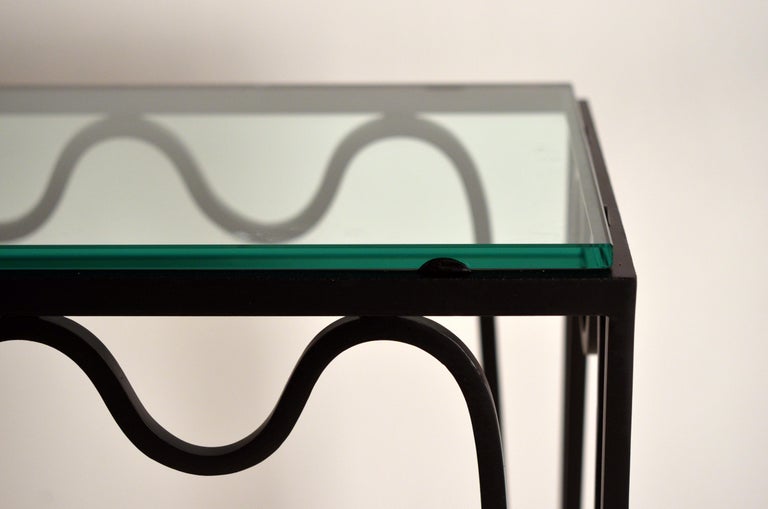 Undulating 'Méandre' Wrought Iron and Glass Console by Design Frères ...