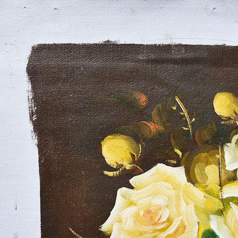 Unframed Floral Painting on Canvas For Sale at 1stDibs