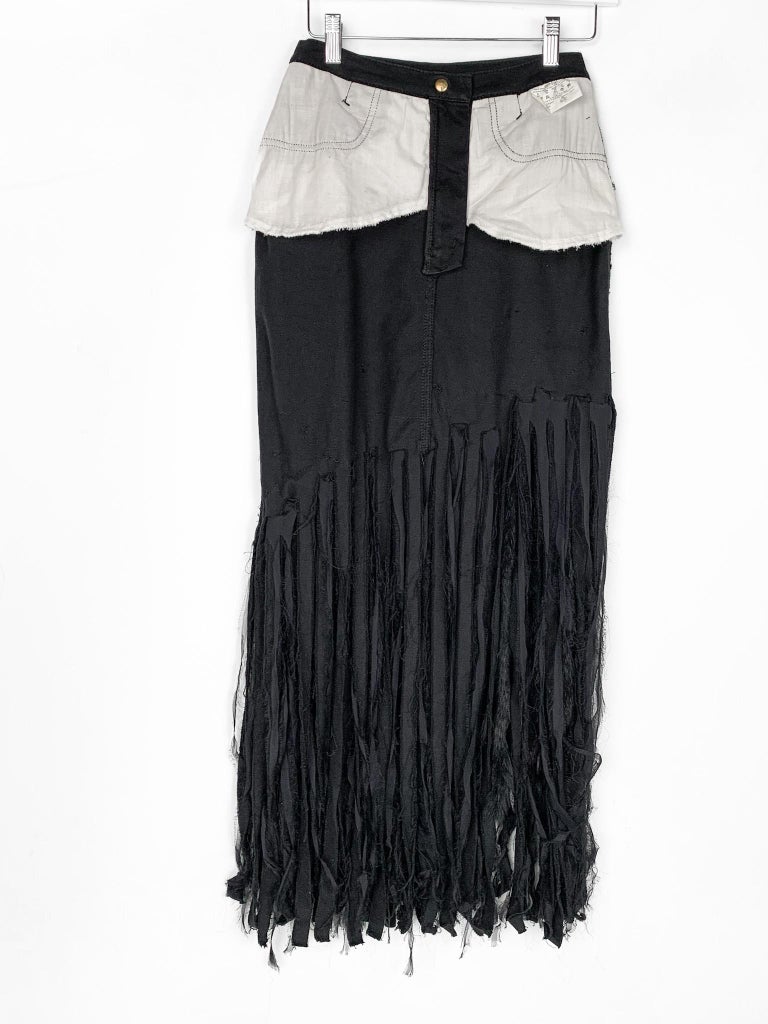 Ungaro 1990s vintage extravagant fringed maxi skirt with details in ...