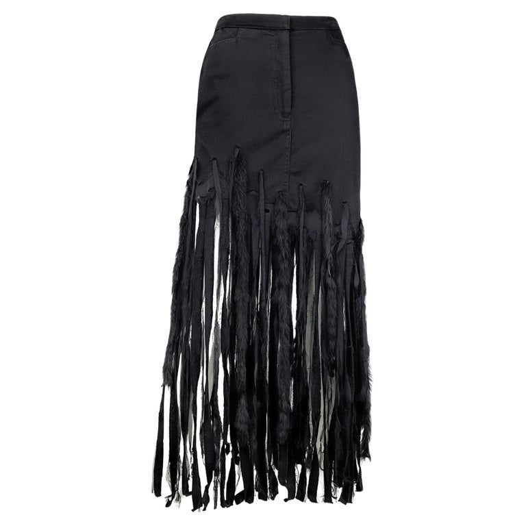 Ungaro 1990s vintage extravagant fringed maxi skirt with details in ...