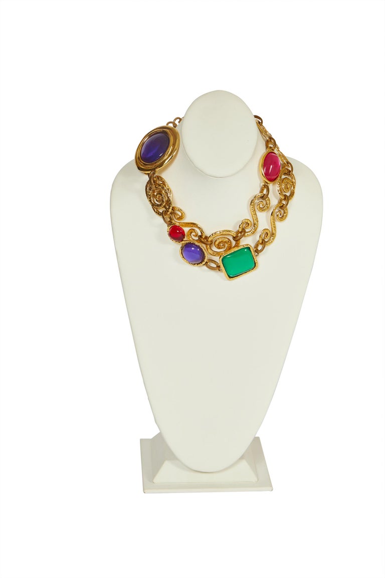 Ungaro 80s Vintage Multicolor Necklace Belt For Sale at 1stDibs
