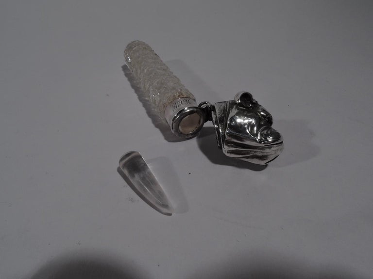 Unger Bros Sterling Silver Perfume Bottle with Growly, Jowly Bulldog at ...