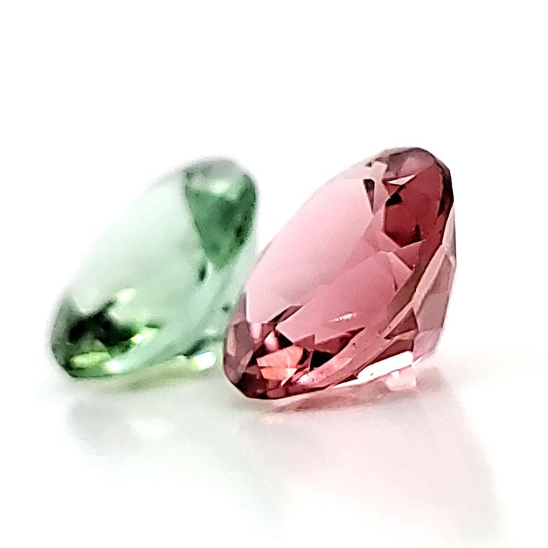 Unheated Green and Red Tourmaline Round Pair GRS For Sale at 1stDibs