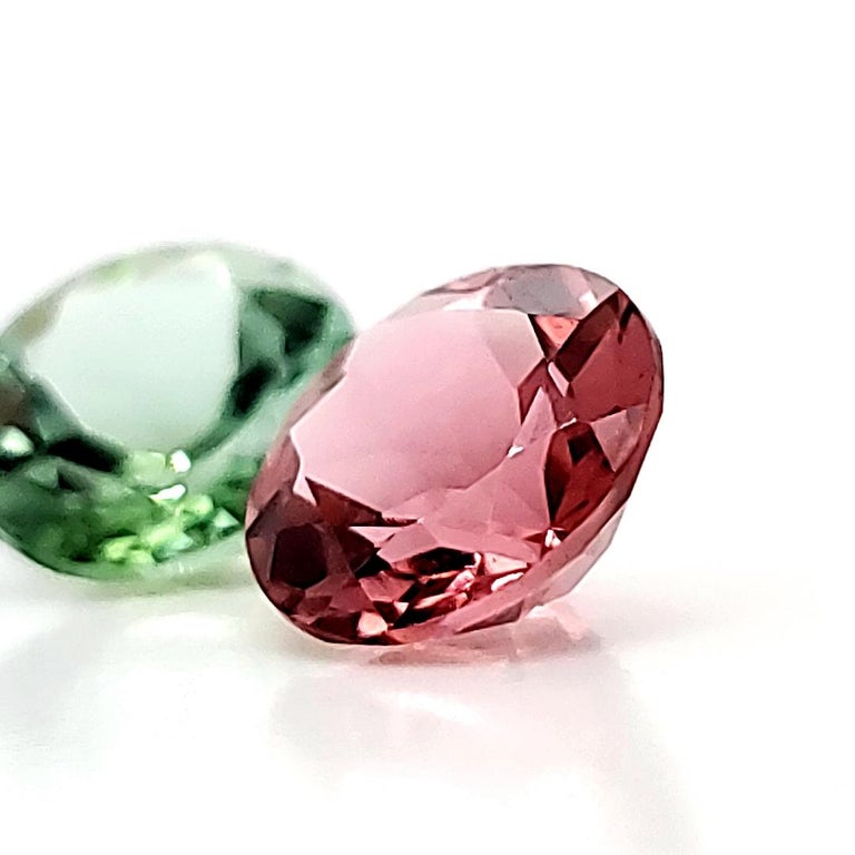 Unheated Green and Red Tourmaline Round Pair GRS For Sale at 1stDibs