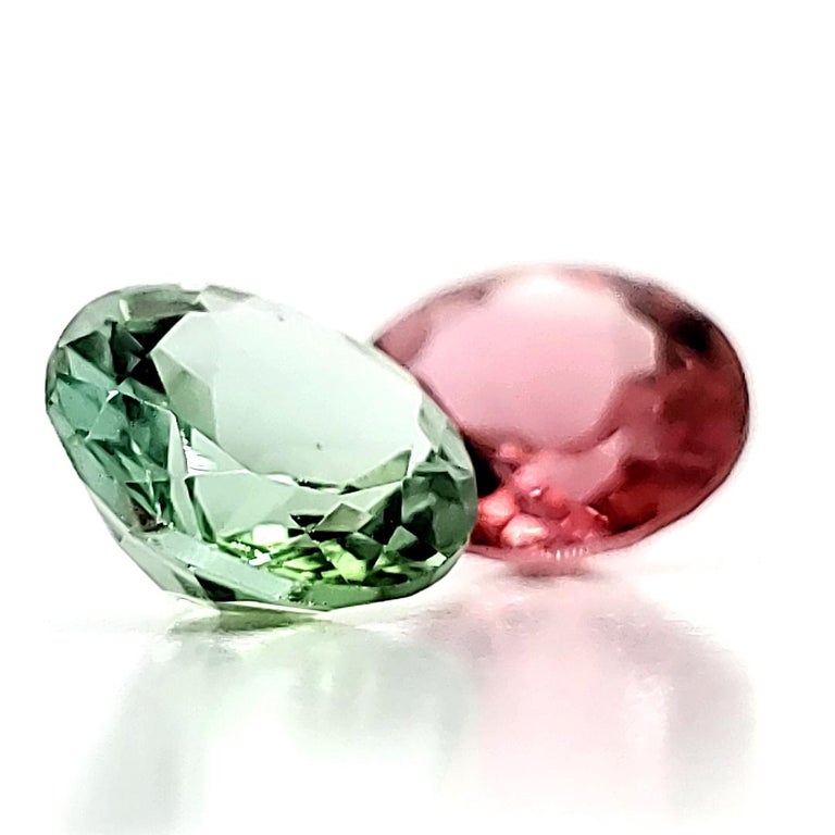 Unheated Green and Red Tourmaline Round Pair GRS For Sale at 1stDibs