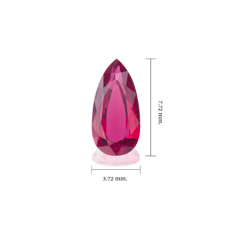 Unheated Mozambique Ruby 0.67 Ct G-ID Certified Pear Cut For Sale at 1stDibs