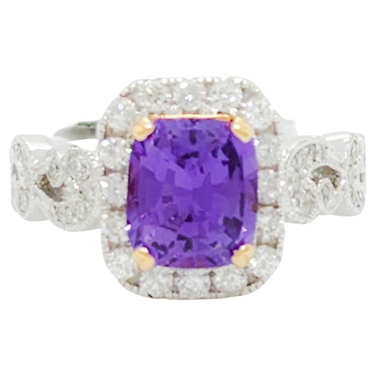 Unheated Purple Sapphire and Diamond Cocktail Ring in 14k For Sale at ...