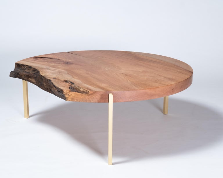 Union Coffee Table by Tretiak Works, Handcrafted Wood Brass Live Edge Unique For Sale at 1stDibs