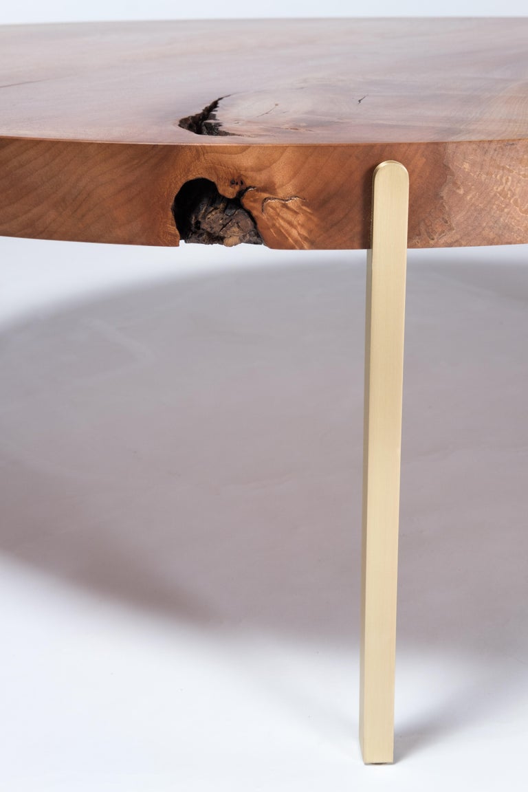 Union Coffee Table by Tretiak Works, Handcrafted Wood Brass Live Edge Unique For Sale at 1stDibs