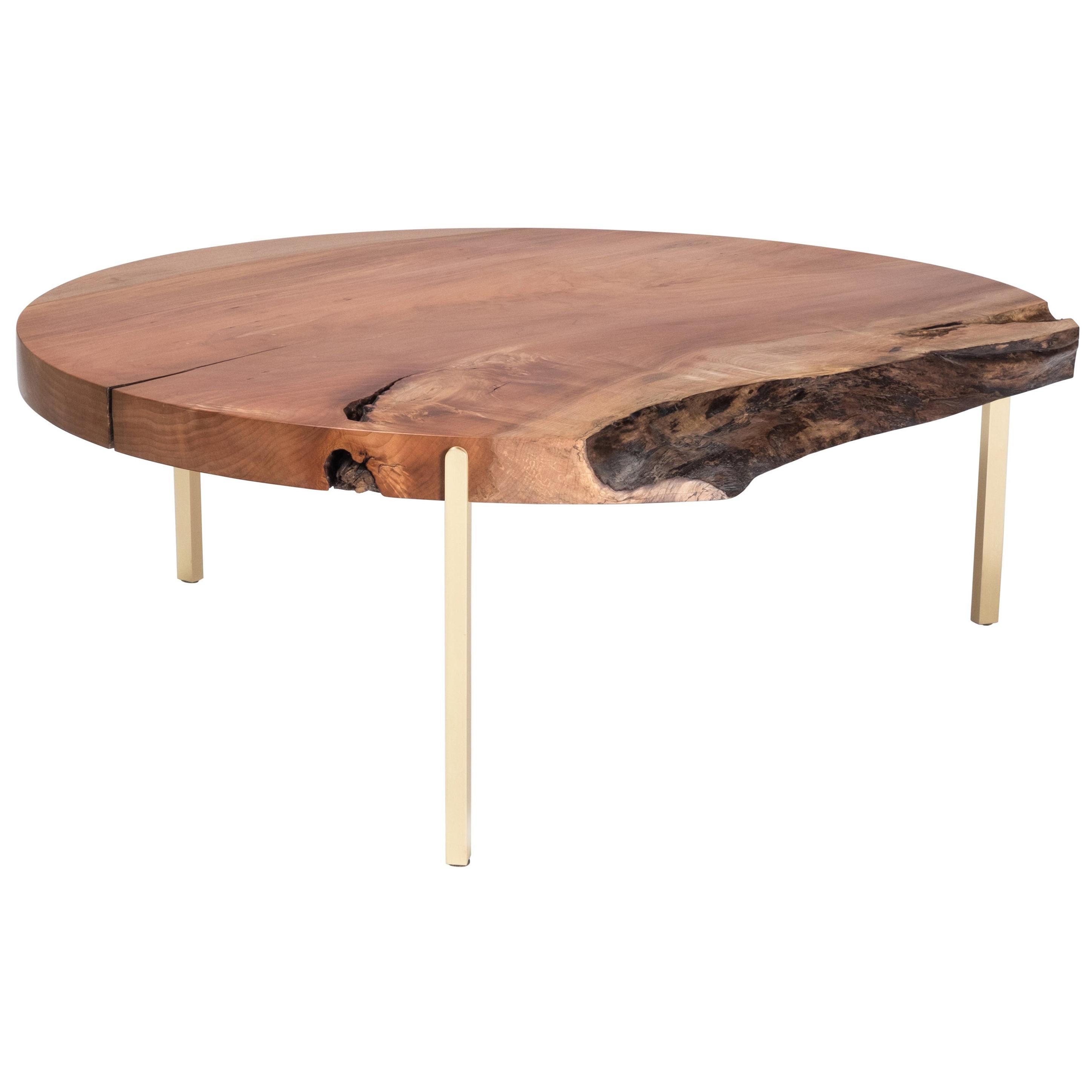 Union Coffee Table by Tretiak Works, Handcrafted Wood Brass Live Edge Unique For Sale at 1stDibs