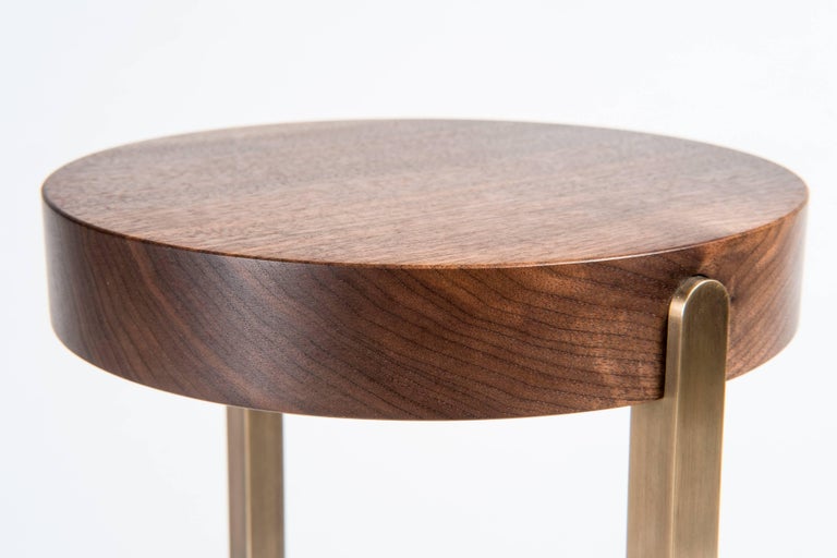 Union Mini Side Table Stand by Tretiak Works, Contemporary Walnut Brass ...