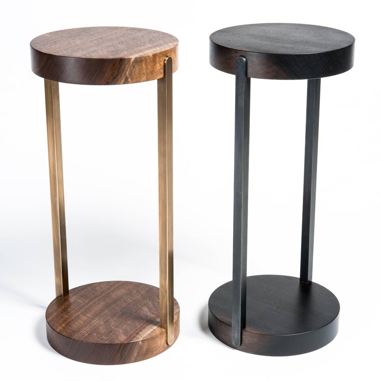 Union Mini Side Table Stand by Tretiak Works, Contemporary Walnut Brass ...