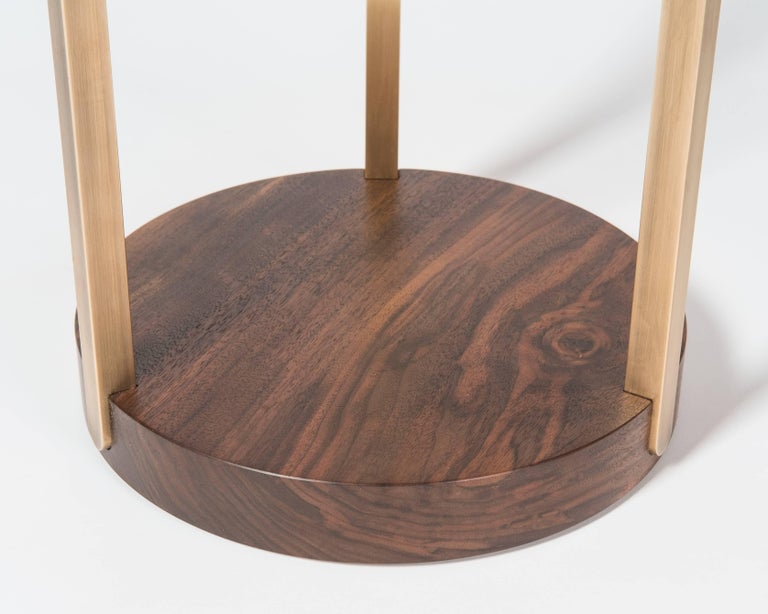 Union Tall Table Stand by Tretiak Works, Contemporary Walnut Aged Brass ...