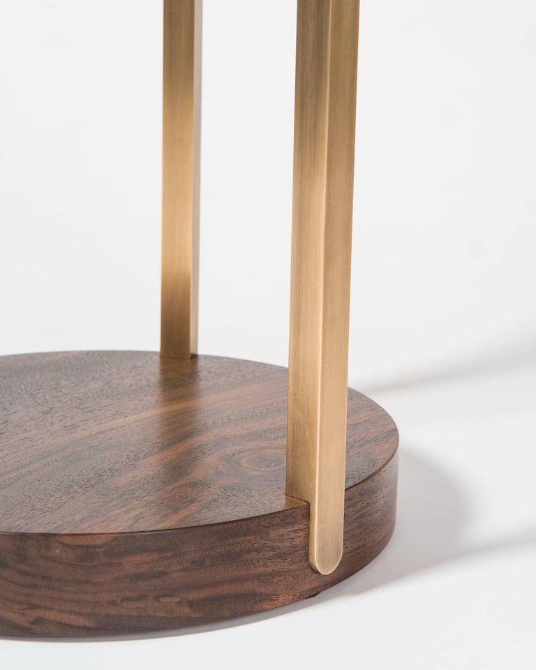Union Tall Table Stand by Tretiak Works, Contemporary Walnut Aged Brass ...
