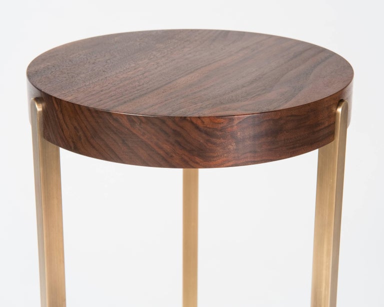 Union Tall Table Stand by Tretiak Works, Contemporary Walnut Aged Brass ...
