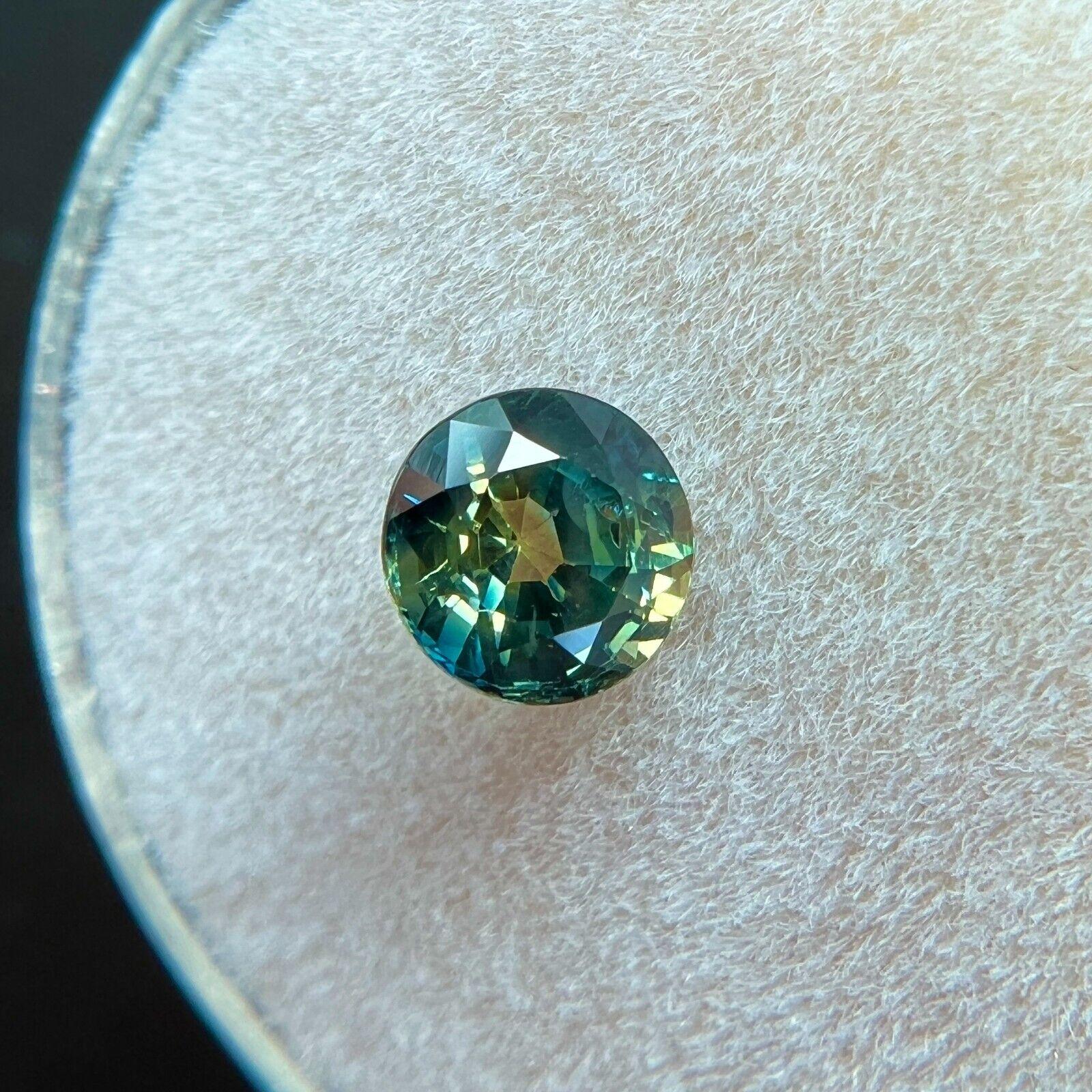 Unique 0.97ct Yellow Blue Green Parti Colour Sapphire Round Cut Gem VVS ...