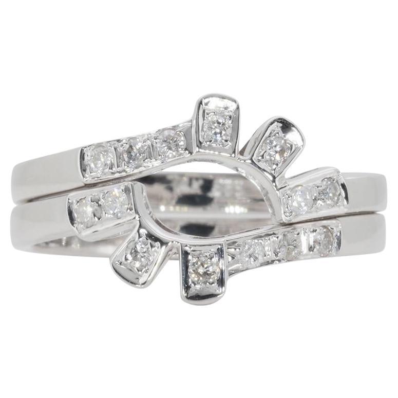 Unique 14k White Gold Ring with 0.21 Natural Diamonds at 1stDibs