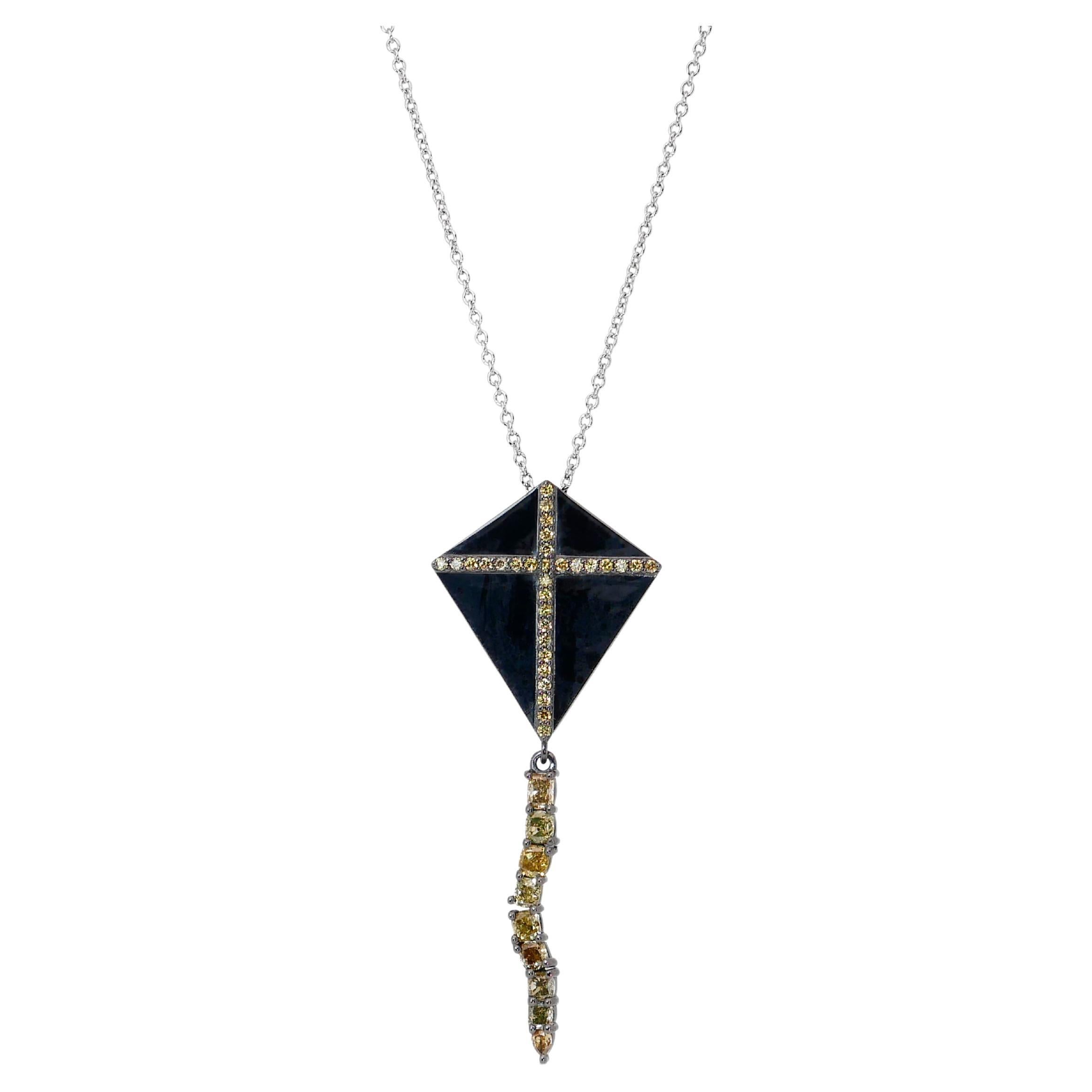 Unique 1.50ct Diamonds Kite-Shaped Cross Pendant w/ Necklace in 14K ...