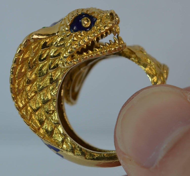 Unique 18 Carat Gold King Cobra Snake Ring at 1stDibs | cobra ring gold ...