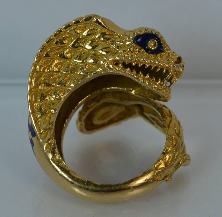 Unique 18 Carat Gold King Cobra Snake Ring at 1stDibs | cobra ring gold ...