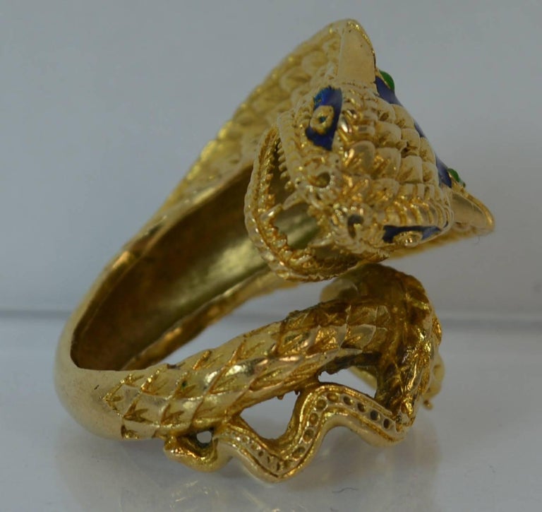 Unique 18 Carat Gold King Cobra Snake Ring at 1stDibs | cobra ring gold ...