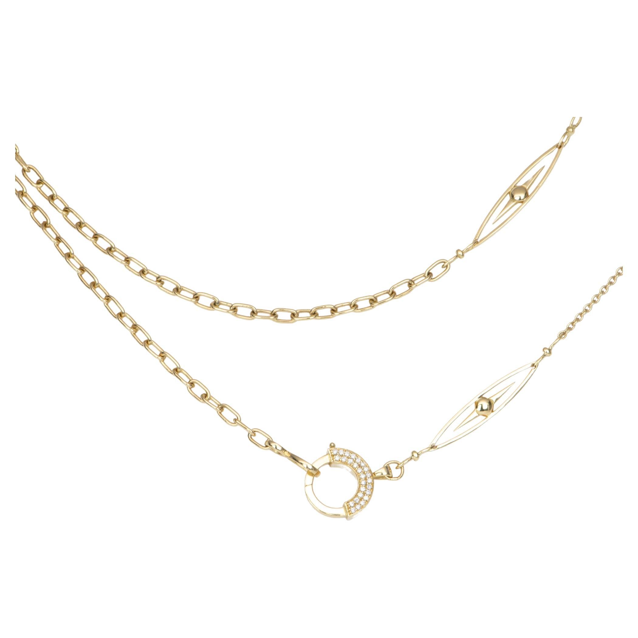 Unique 23" 18K Gold Chain Necklace 13.4g Diamond Spring Gate Clasp ...