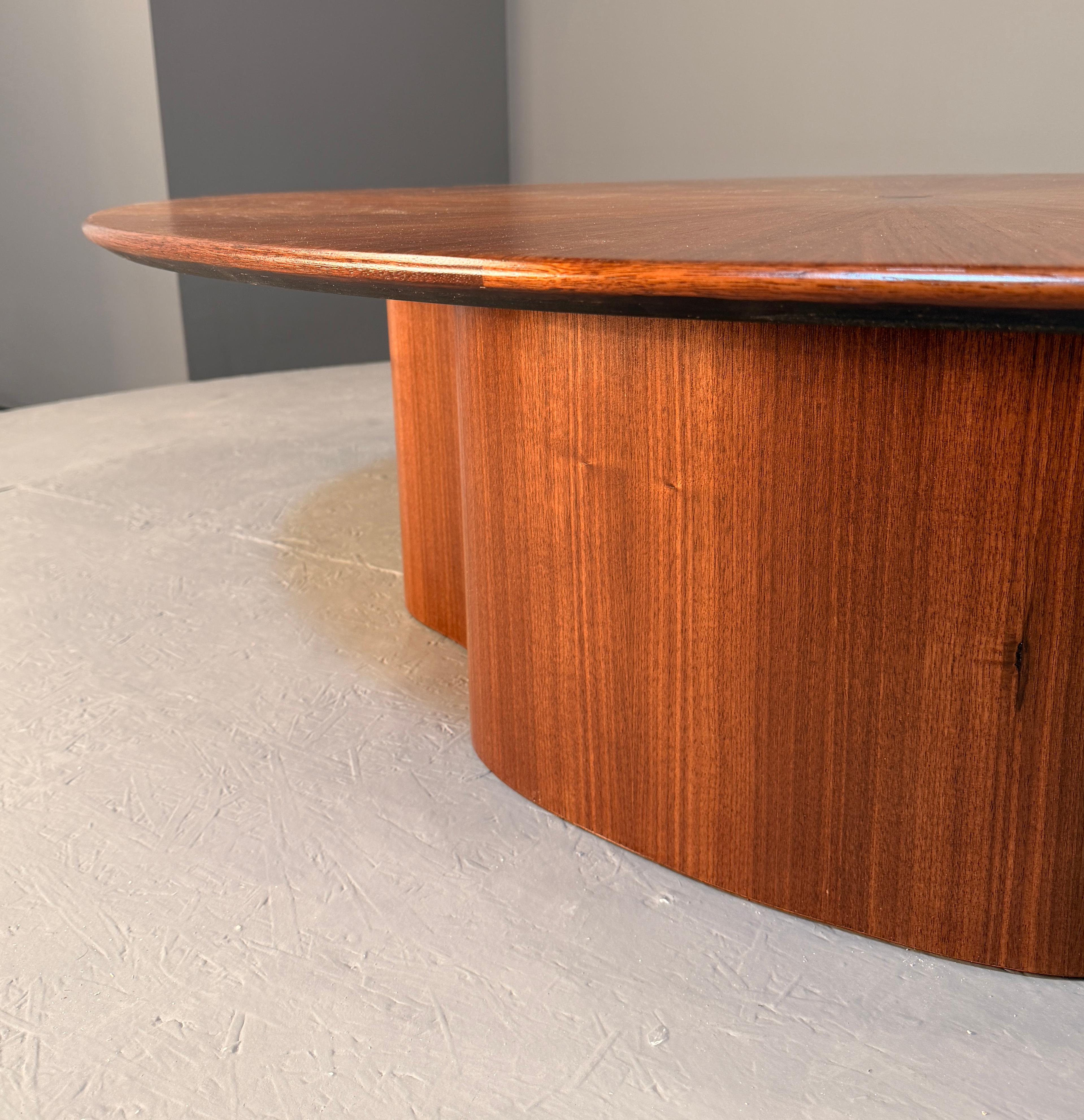 Unique 54-inch Oval Walnut Coffee Table by Aaron Saxton For Sale at 1stDibs