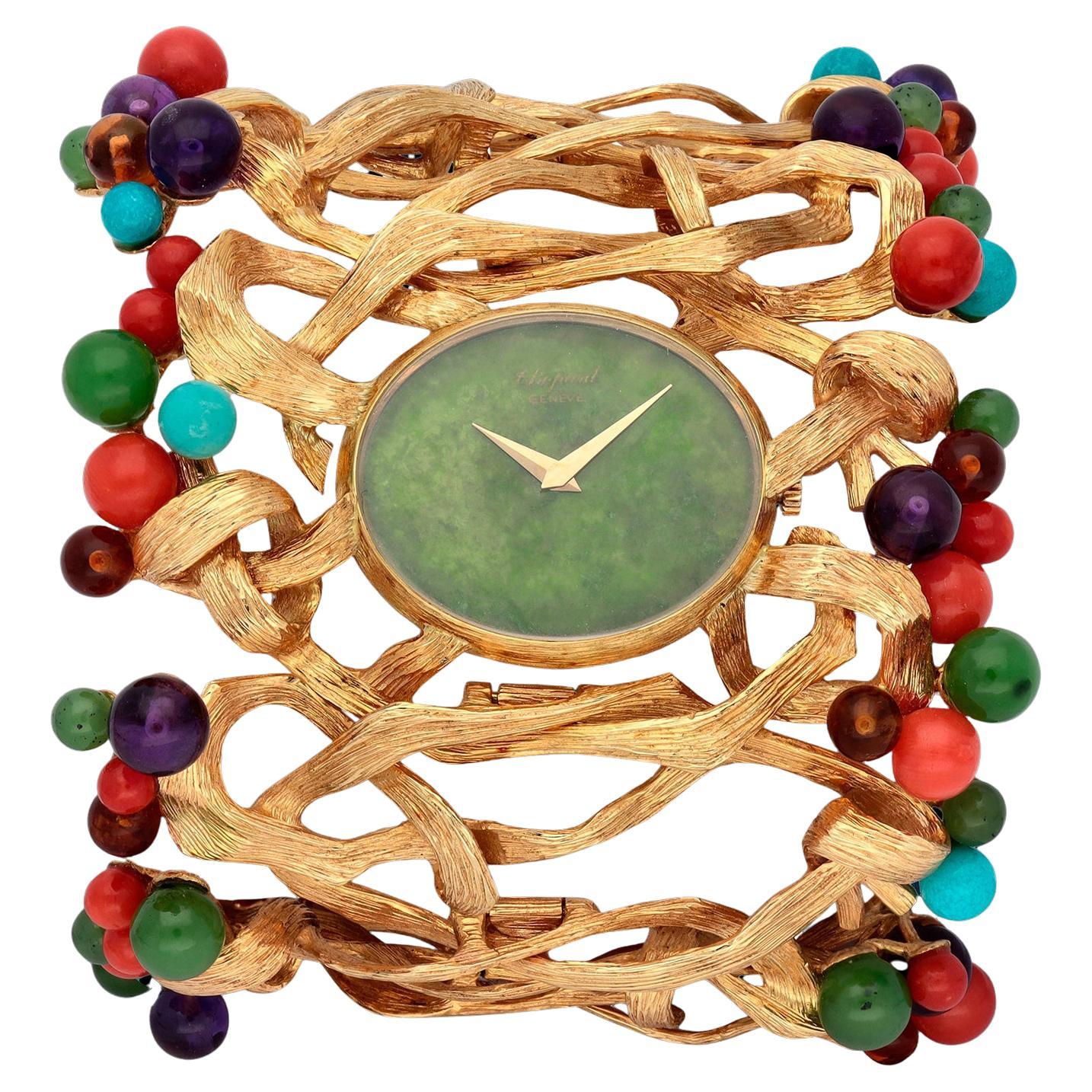 Vintage Chopard Bracelet Watch 1970s in Gold and Tiger's eye Gemstone ...