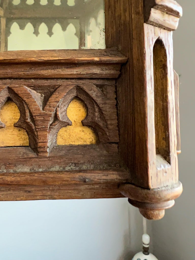 Unique Antique and Large Gothic Revival Hand Carved Oak and Glass ...