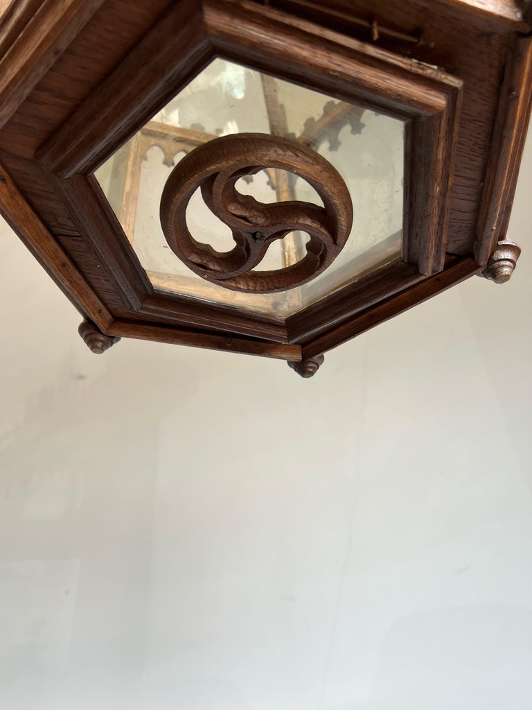 Unique Antique and Large Gothic Revival Hand Carved Oak and Glass ...