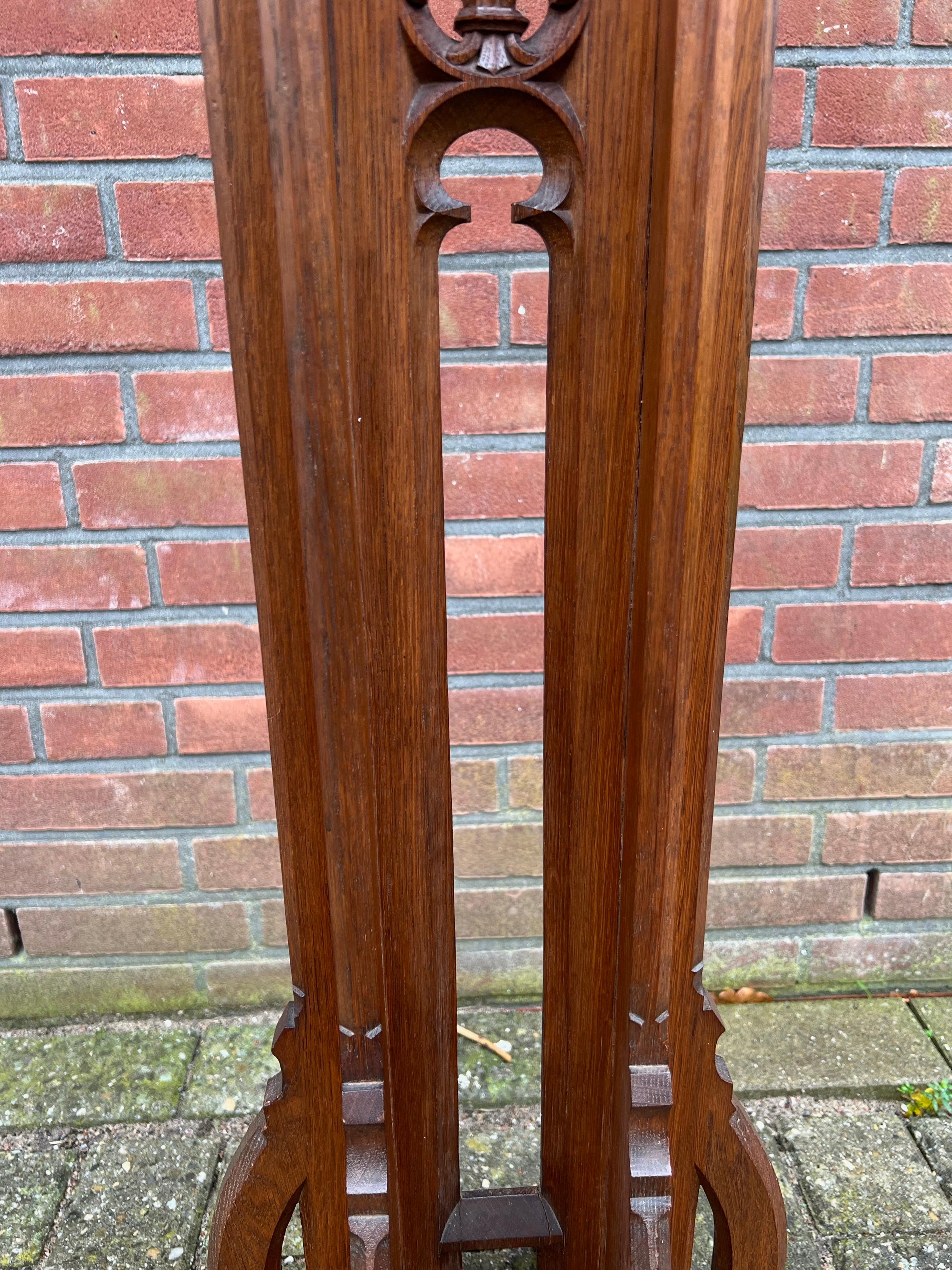 Unique Arts and Crafts era Gothic Revival Oak Pedestal / Sculpture ...