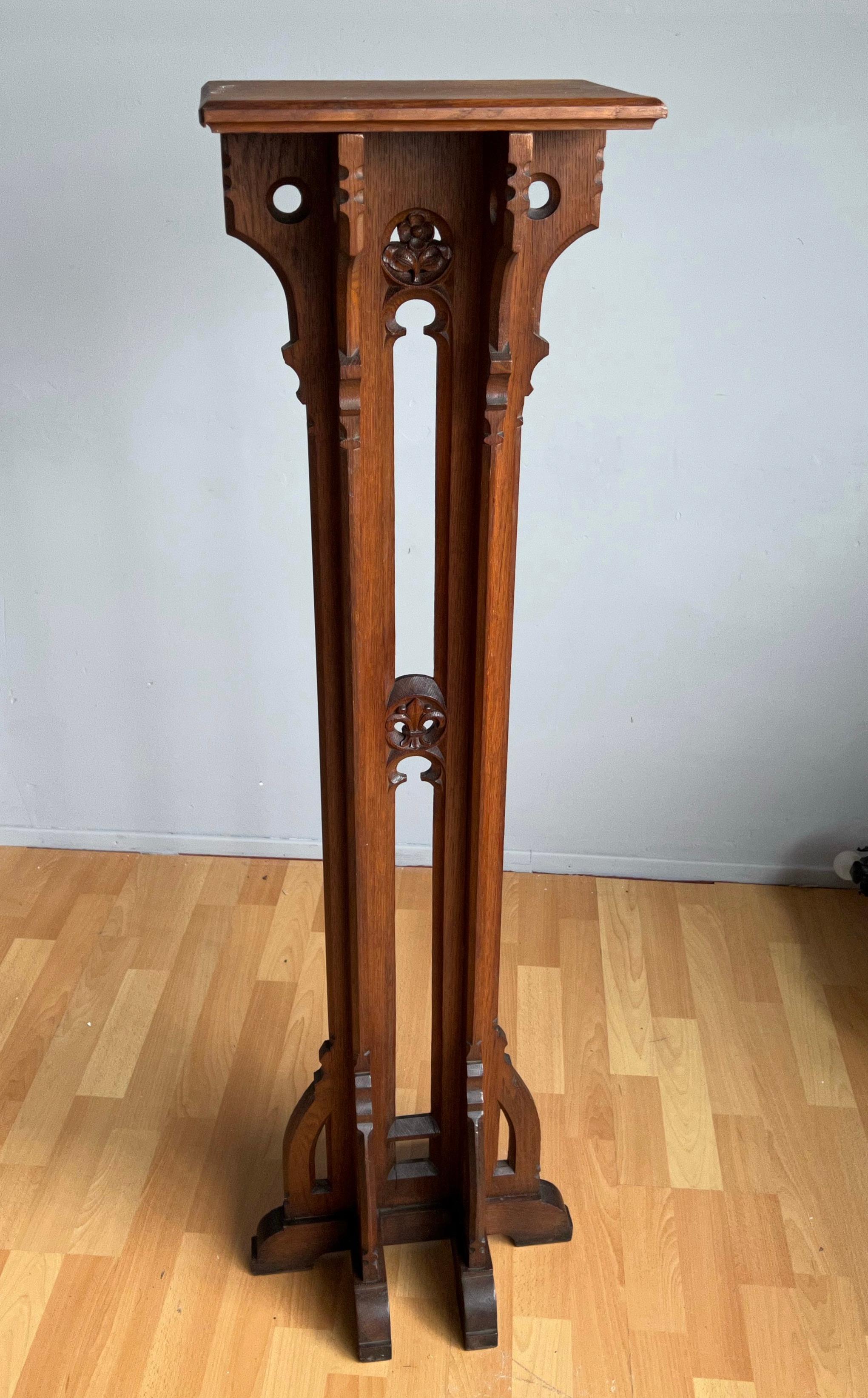 Unique Arts and Crafts era Gothic Revival Oak Pedestal / Sculpture ...