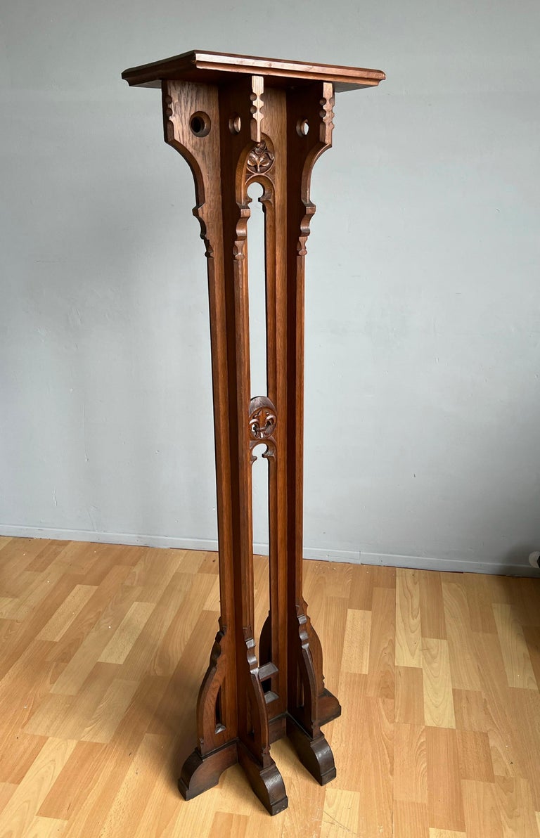 Unique Arts and Crafts era Gothic Revival Oak Pedestal / Sculpture ...